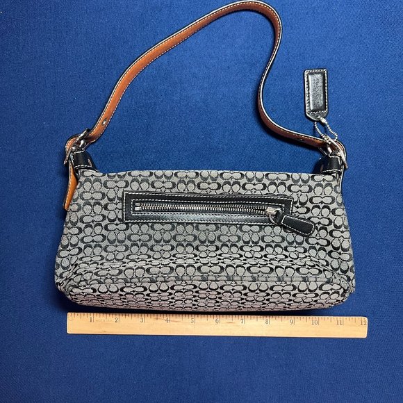 Coach | Bags | Coach Black Monogram Signature Small Baguette Hand Bag Purse Travel M2k6332 ...